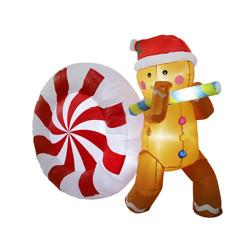 2 1m Christmas Inflatable Yard Decoration Blow Ups Ornament Gingerbread