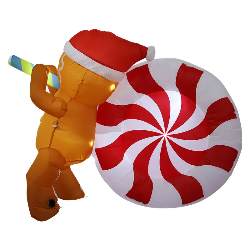 2 1m Christmas Inflatable Yard Decoration Blow Ups Ornament Gingerbread